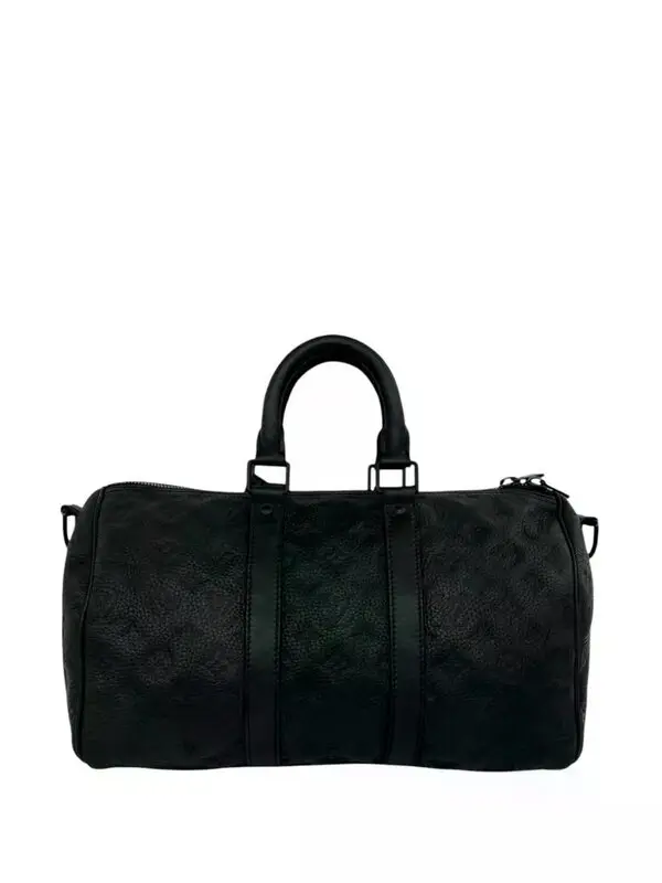LOUIS VUITTON 2021-2026 Monogram Taurillon Keepall Bandouliere 35 Satchel - Black
