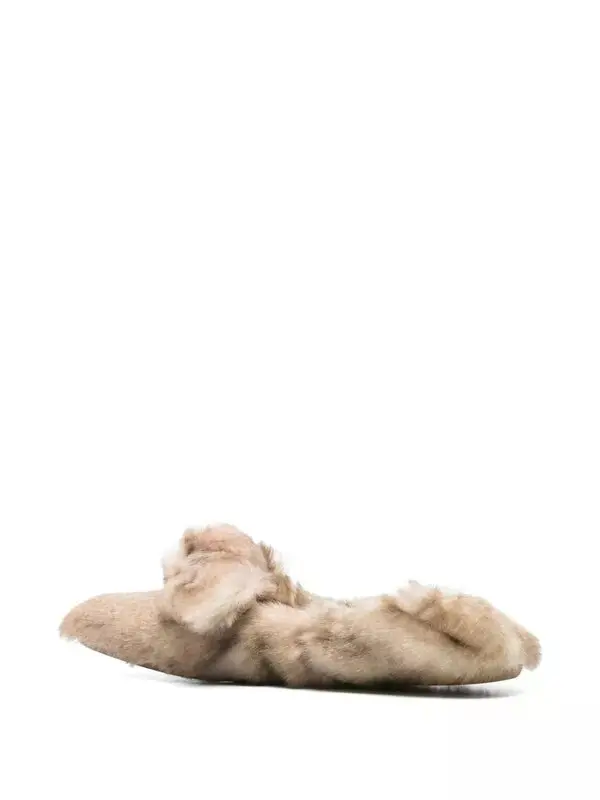 Zimmermann Lamb-shearling Ballet Flats - Neutrals