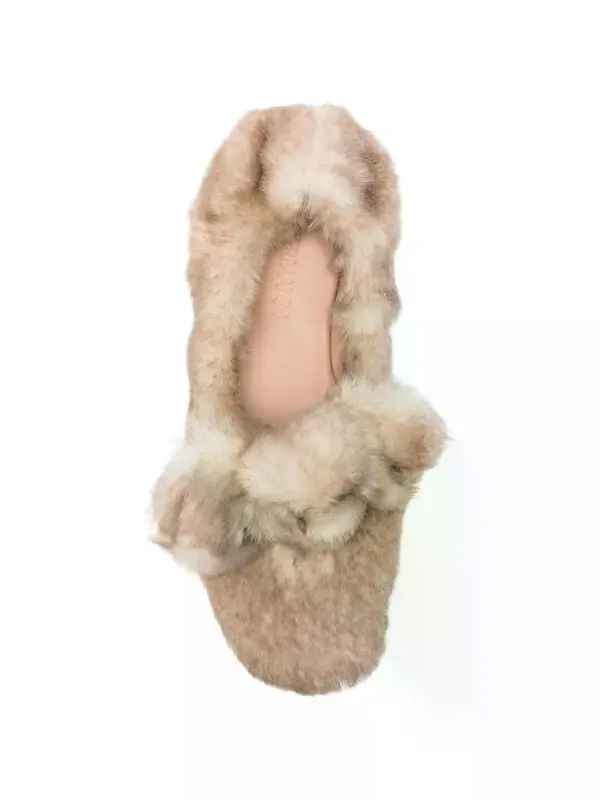 Zimmermann Lamb-shearling Ballet Flats - Neutrals