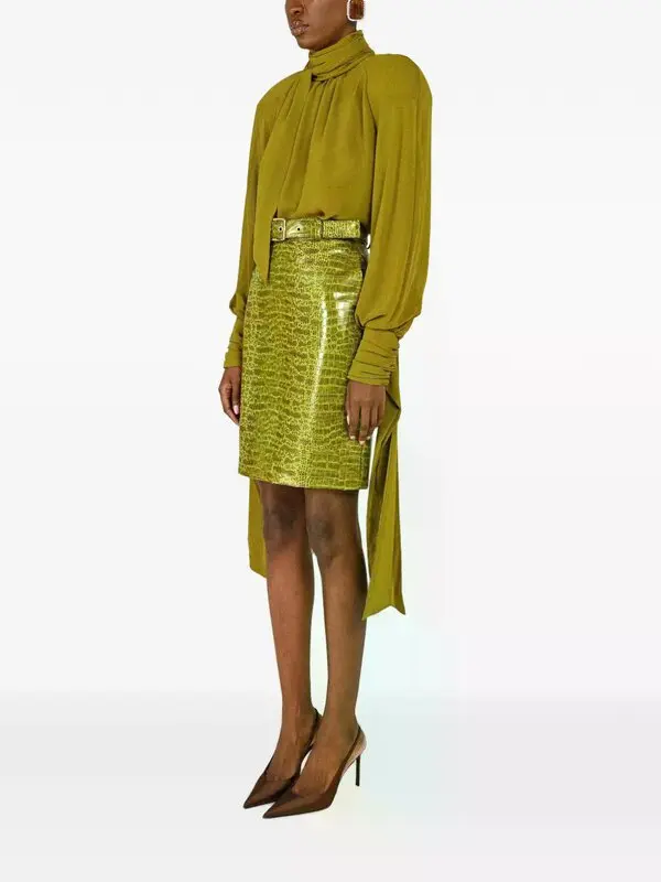 ROWEN ROSE Bow-neck Draped Blouse