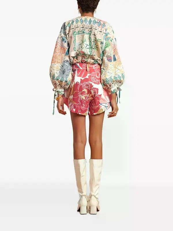 ISLA & WHITE Sophie Floral-print Balloon-sleeve Top