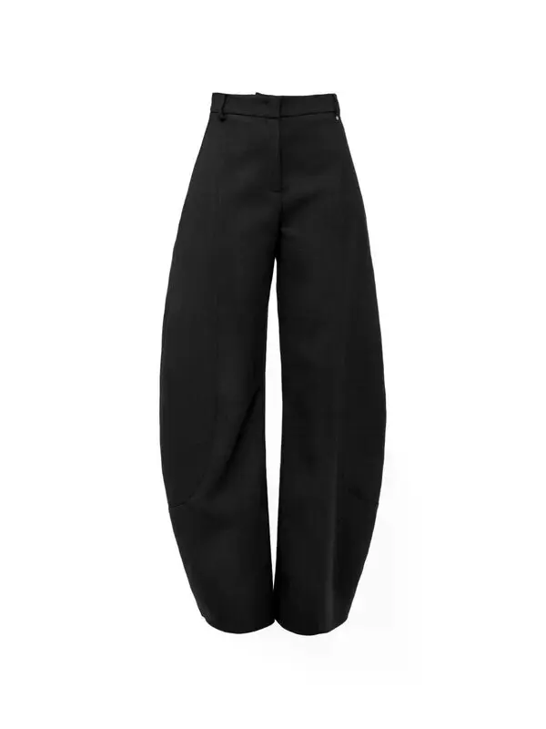 NISSA Wool-blend Barrel Fit Pants - Black