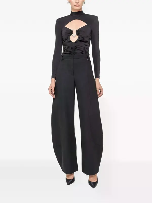 NISSA Wool-blend Barrel Fit Pants - Black