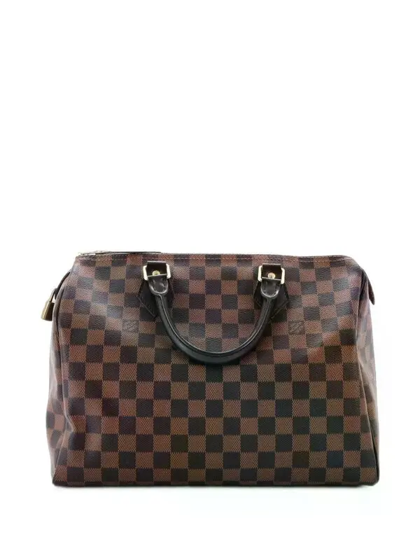 LOUIS VUITTON Speedy Handbag Damier 30 Satchel - Brown