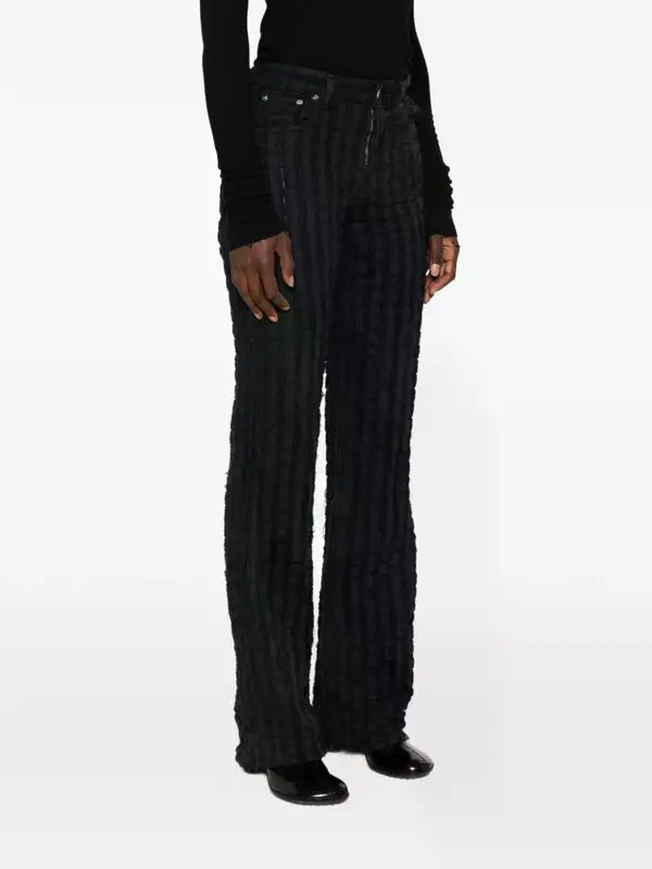 HAIKURE Star Bull Stripe Distressed Checked Jeans