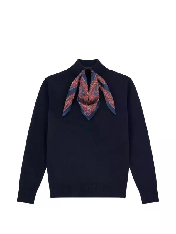 Seventy Paisley-scarf Mock-neck Sweater - Blue