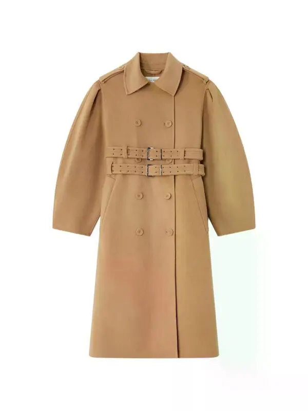GANNI Coat In Double-faced Wool - Neutrals