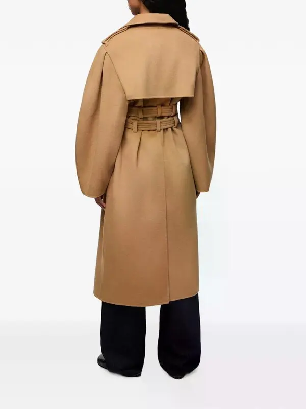 GANNI Coat In Double-faced Wool - Neutrals