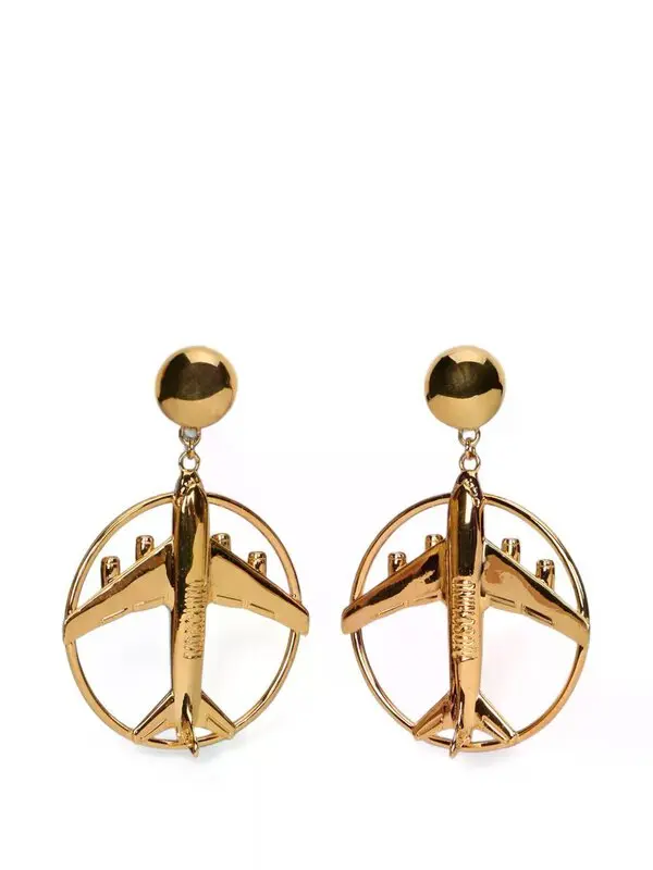 Moschino Airplane-motif Drop Clip-on Earrings - Gold