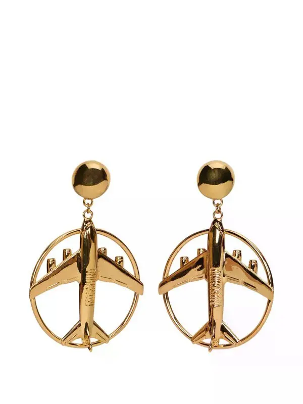Moschino Airplane-motif Drop Clip-on Earrings - Gold