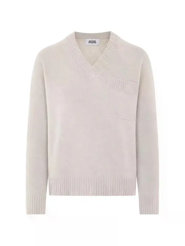 Alpha Studio V-neck Pocket-detail Sweater