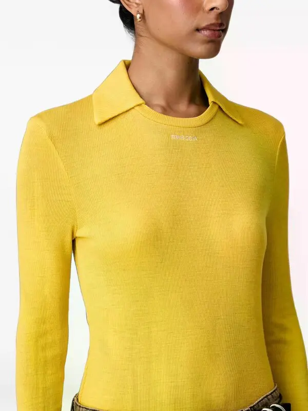 Stine Goya Logo-embroidered Ribbed Top