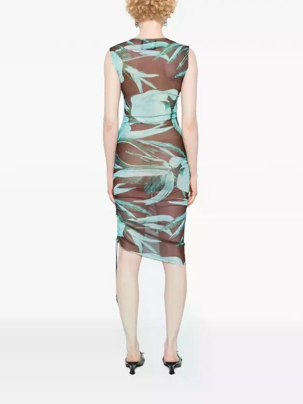 LOUISA BALLOU Heatwave Floral-print Sheer Mini Dress - Blue