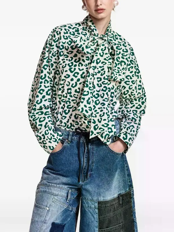 Essentiel Antwerp Khaleesi Leopard-print Pussy-bow Shirt - Neutrals