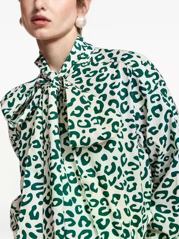 Essentiel Antwerp Khaleesi Leopard-print Pussy-bow Shirt