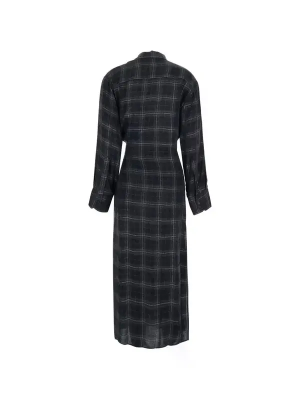 RAME Check-pattern Midi Shirt Dress