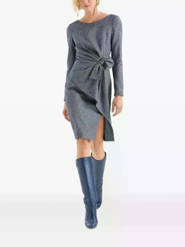 GENNY Bow-detail Long-sleeve Mini Dress - Blue