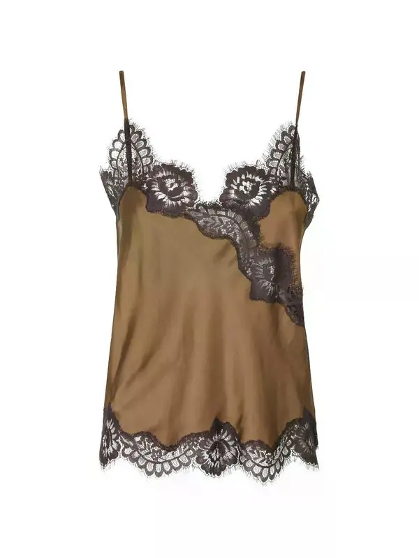 HERSKIND Lace-trim Satin Top