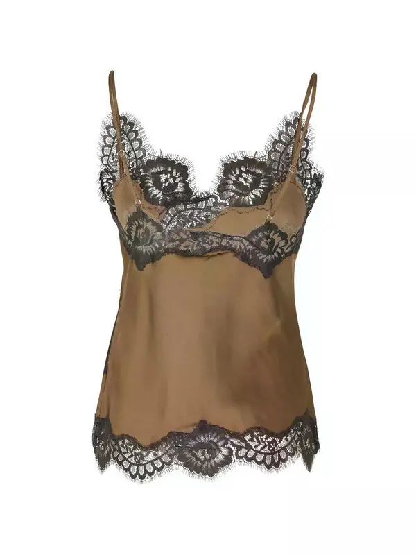 HERSKIND Lace-trim Satin Top
