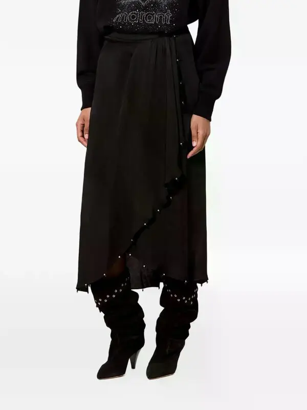 MARANT ETOILE Vanille Crystal-embellished Wrap Midi Skirt