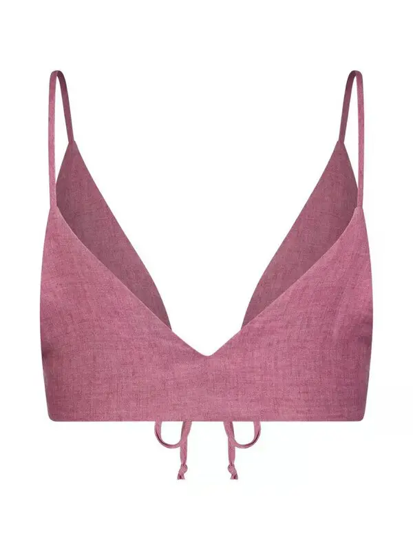 Matthew Bruch Triangle Tie-front Crop Top - Pink