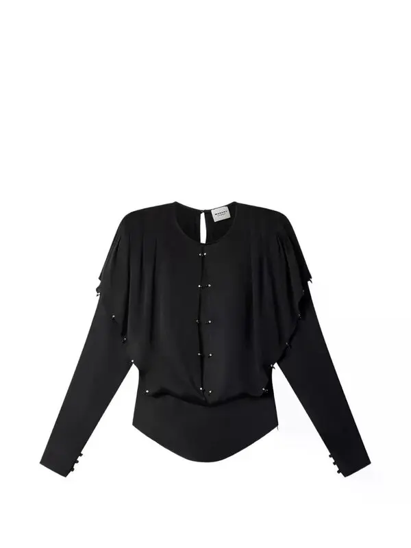 MARANT ETOILE Crystal-embellished Ruffled Top - Black