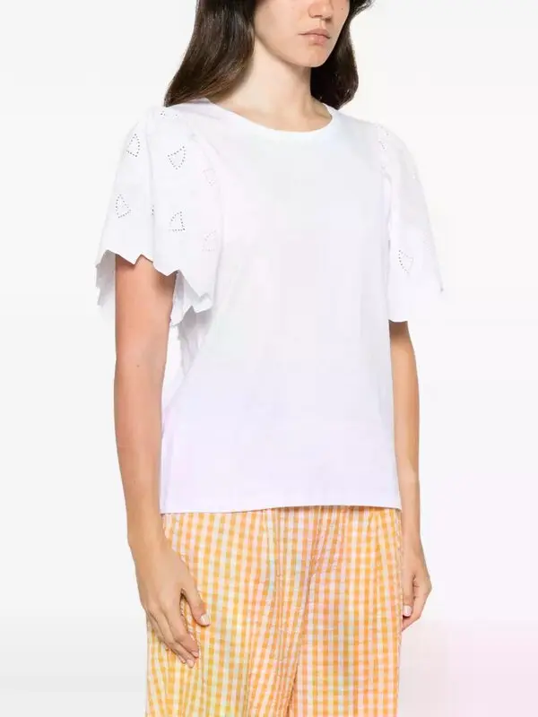 MAISON123 Broderie-anglaise Flutter-sleeve T-shirt