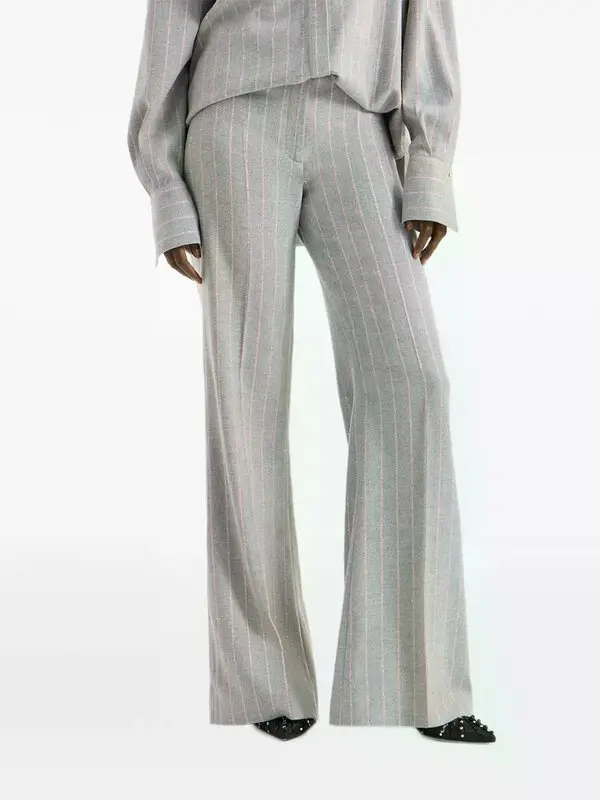 GENNY Pinstriped Sequin-embellished Trousers