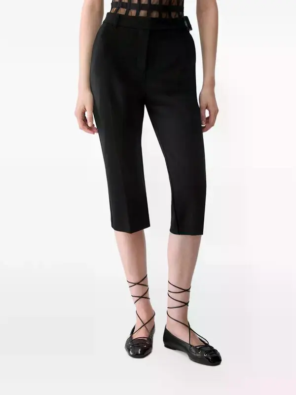 Liu Jo Cropped Trousers With Sash - Black