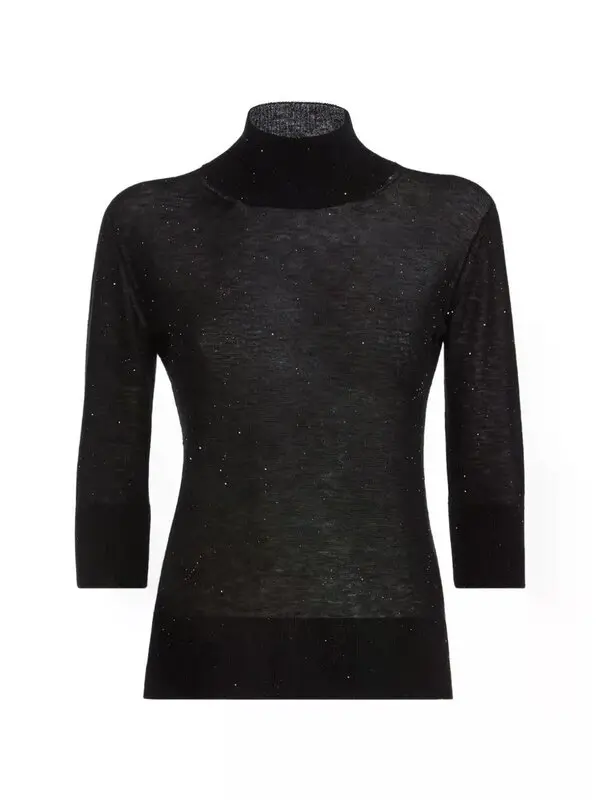 GENNY Sequin-embellished High-neck Top