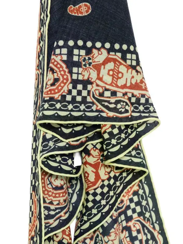 MANTERO 1902 Paisley-print Triangular Scarf - Blue