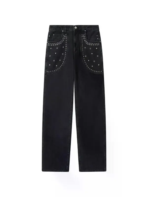 MARANT ETOILE Silka Eyelet-embellished Jeans - Black