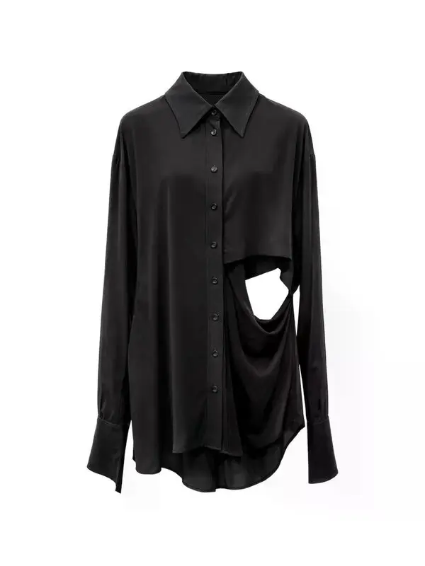 Andrea Ya'aqov Cut-out Draped Shirt - Black