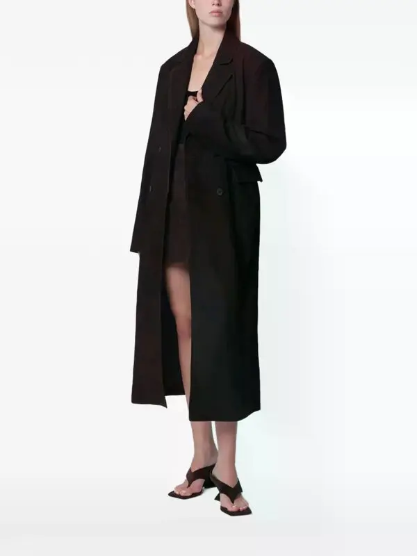 ROTATE BY BIRGER CHRISTENSEN Suede Long Coat Dark - Brown