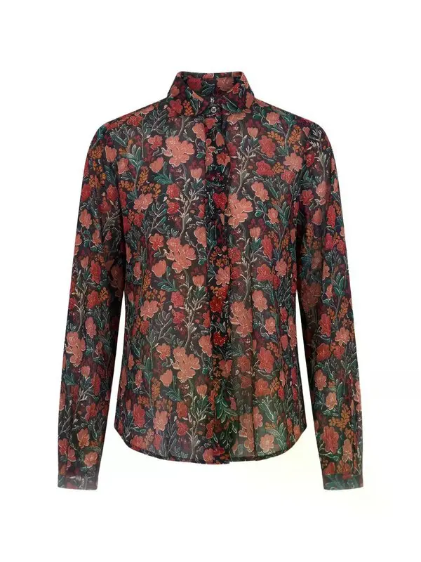 R13 Shrunken Floral-print Ruffled Shirt