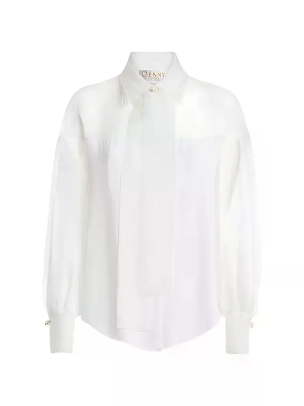 GENNY Sheer-panel Pussy-bow Shirt