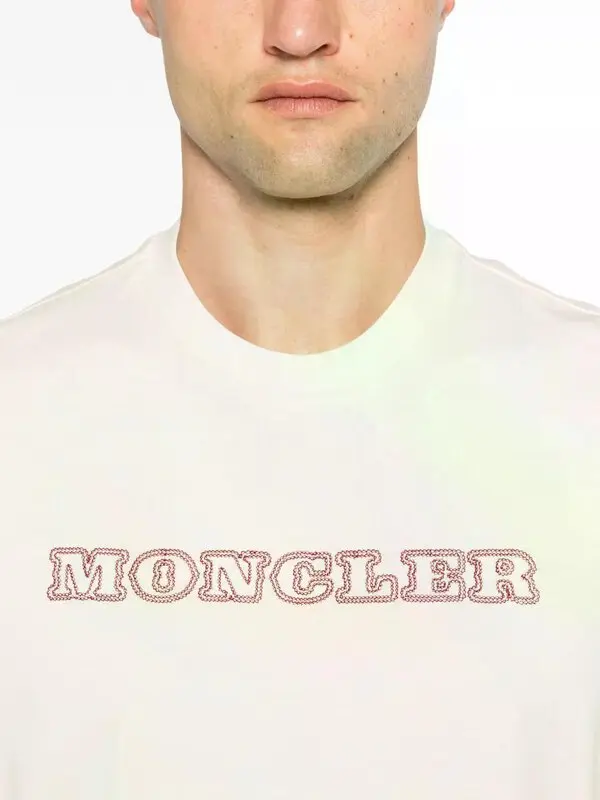 Moncler Logo-embroidered T-shirt - Neutrals