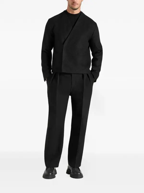 Manière De Voir Loris Kimono Minimal Wool Jacket - Black