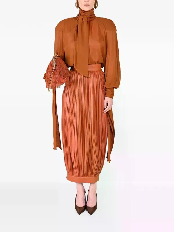 ROWEN ROSE Pleated Balloon Midi Skirt