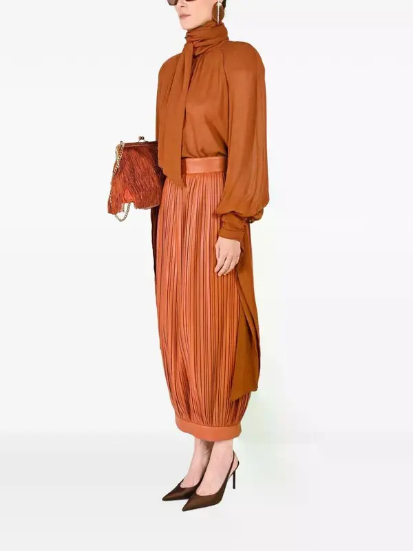 ROWEN ROSE Pleated Balloon Midi Skirt