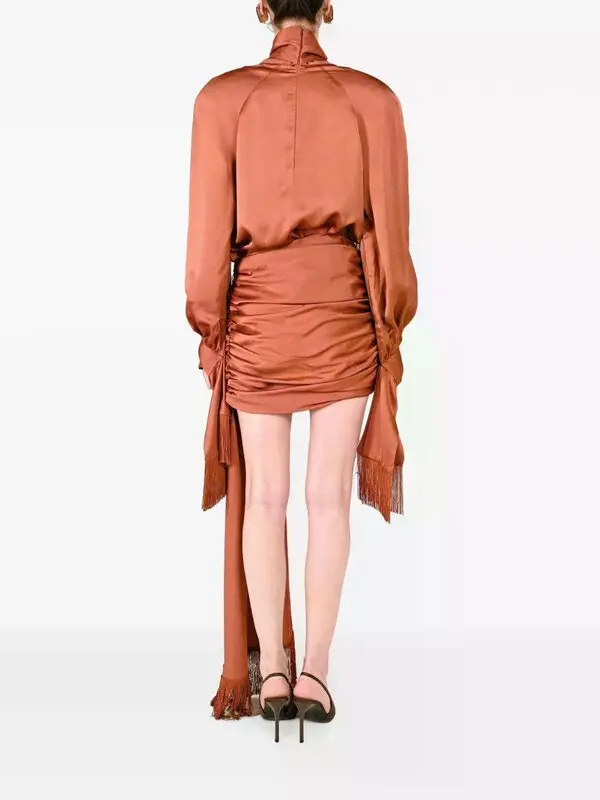 ROWEN ROSE Fringed Pussy-bow Blouse