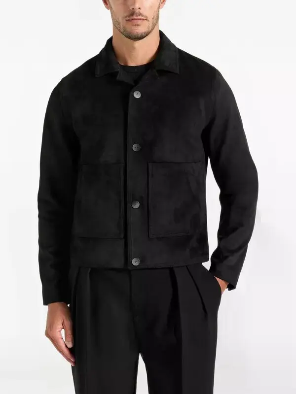 Manière De Voir Michelin Suede Jacket With Revere Collar - Black