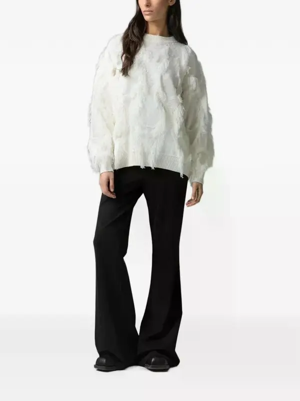 GAELLE PARIS Fringed Drop-shoulder Sweater
