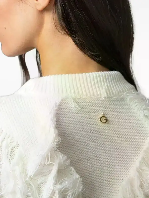 GAELLE PARIS Fringed Drop-shoulder Sweater