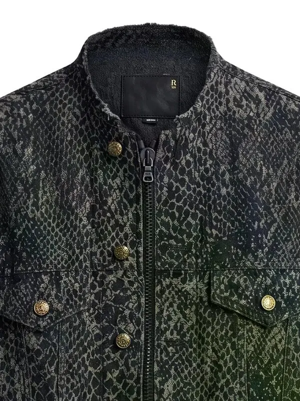 R13 Snake-jacquard Collarless Jacket