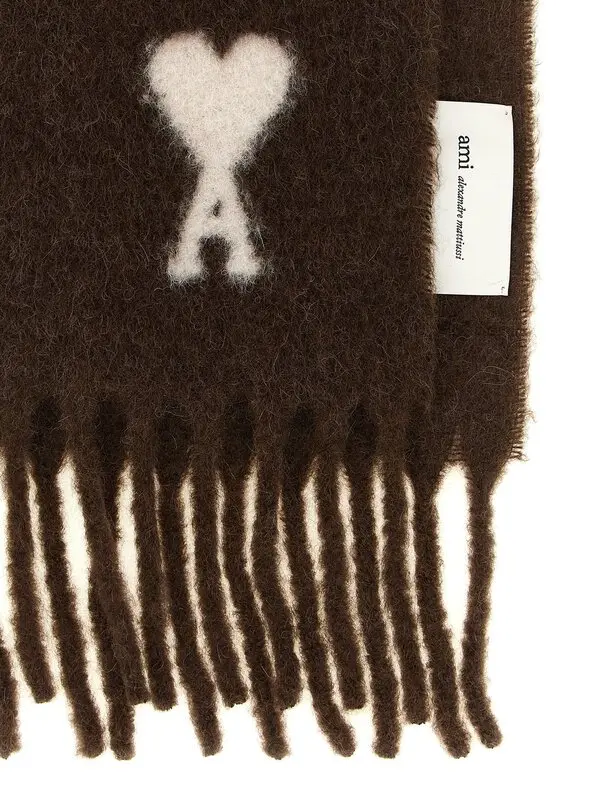 AMI Paris De Coeur' Scarf - Brown