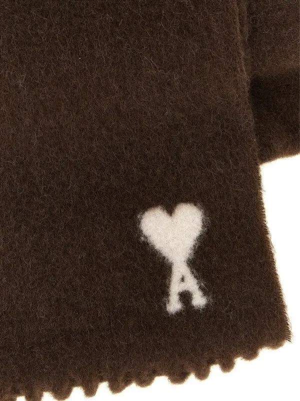 AMI Paris De Coeur' Scarf - Brown