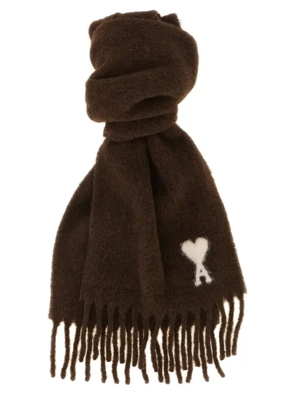 AMI Paris De Coeur' Scarf - Brown