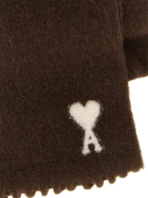 AMI Paris De Coeur' Scarf - Brown