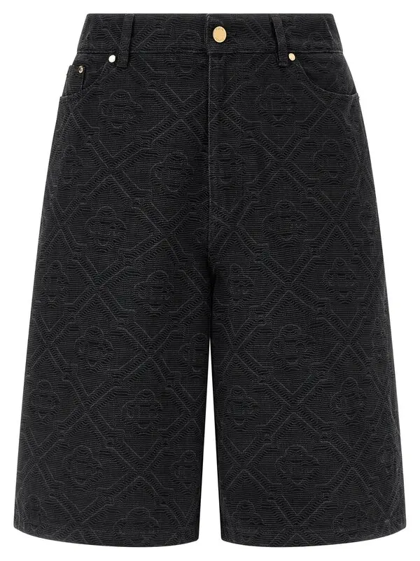 Casablanca Laser Monogram Denim' Bermuda Shorts - Black